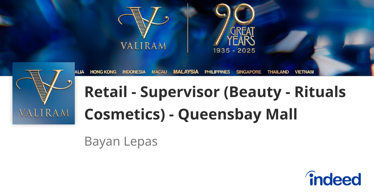 Retail - Supervisor (Beauty - Rituals Cosmetics) - Queensbay Mall ...