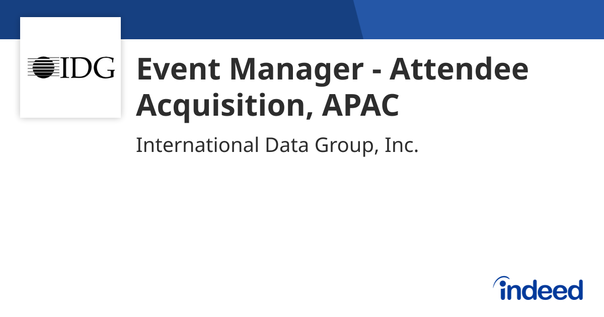 Event Manager - Attendee Acquisition, APAC - Bengaluru, Karnataka ...