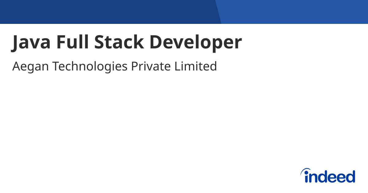 Java Full Stack Developer - Chennai, Tamil Nadu - Indeed.com