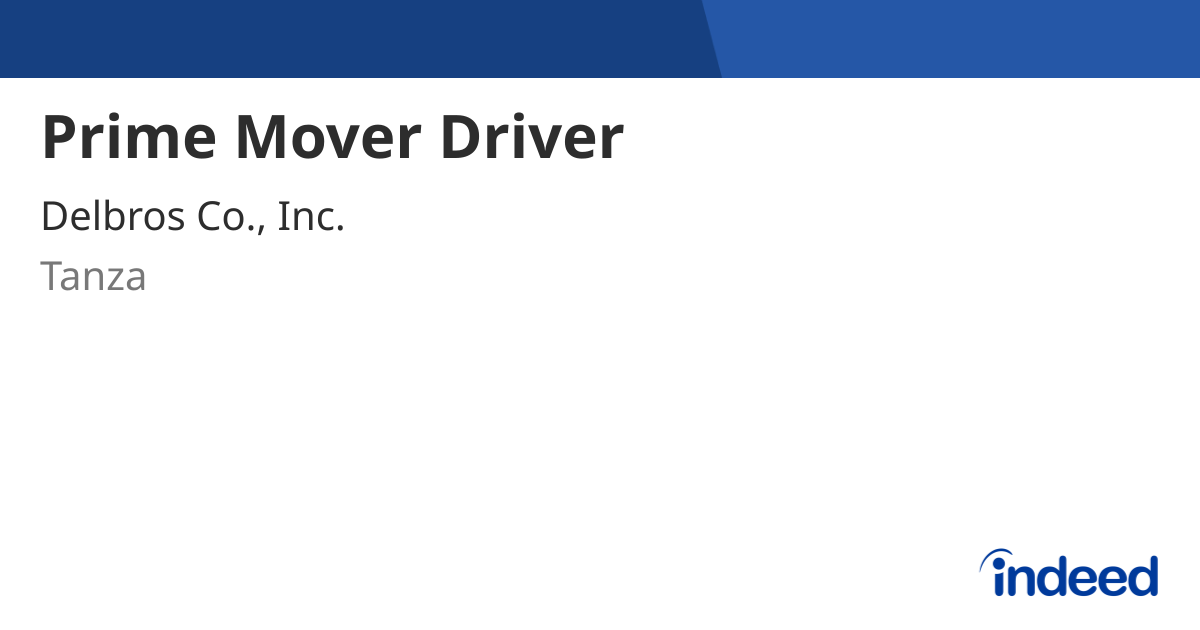 Prime Mover Driver - Tanza 4108 P00 - Indeed.com