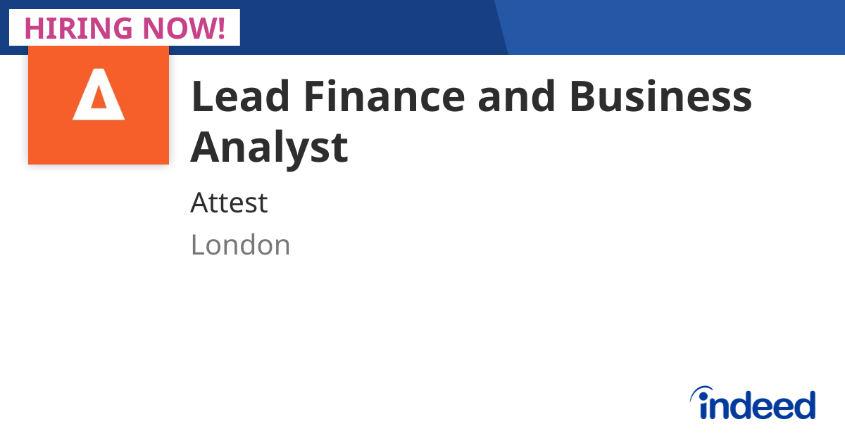 Lead Finance and Business Analyst - London EC2A - Indeed.com