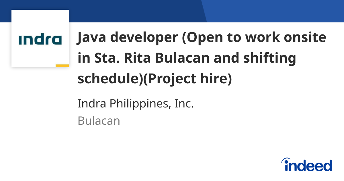 Java developer (Open to work onsite in Sta. Rita Bulacan and shifting schedule)(Project hire ...