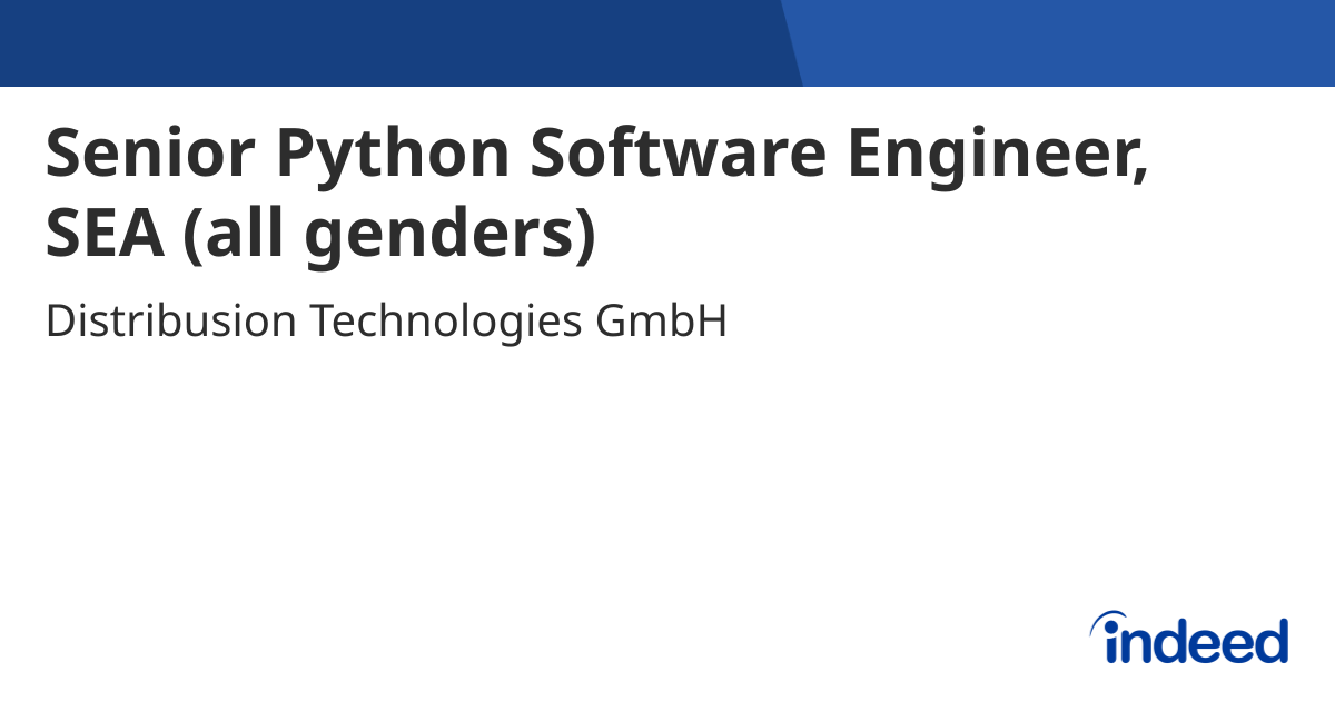 Senior Python Software Engineer, SEA (all genders) - Kanton St. Gallen - Indeed.com