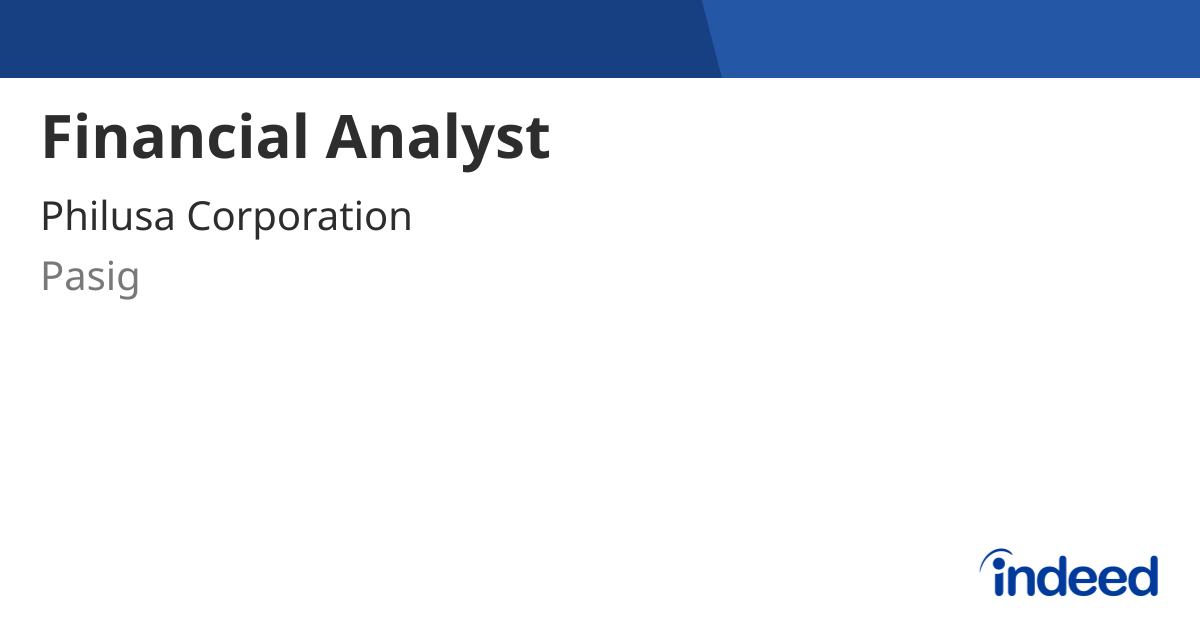 Financial Analyst - Pasig - Indeed.com