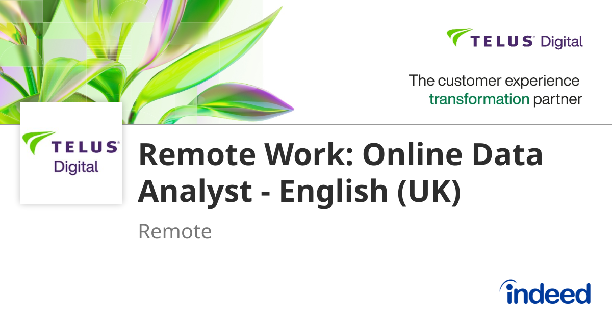Remote Work: Online Data Analyst - English (UK) - Remote - Indeed.com