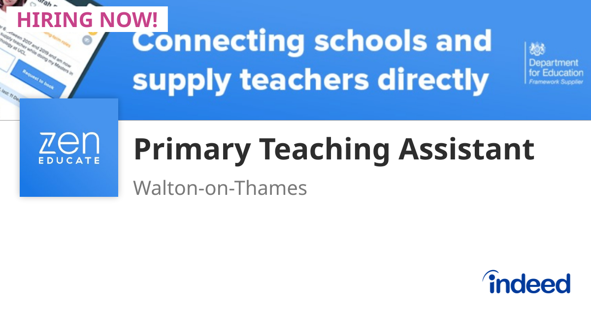 Primary Teaching Assistant - Walton-on-Thames - Indeed.com