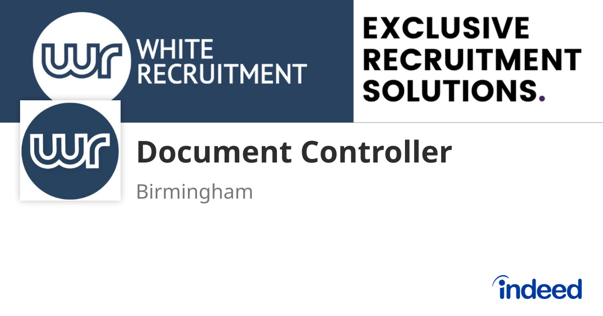 Document Controller - Birmingham B30 3HP - Indeed.com