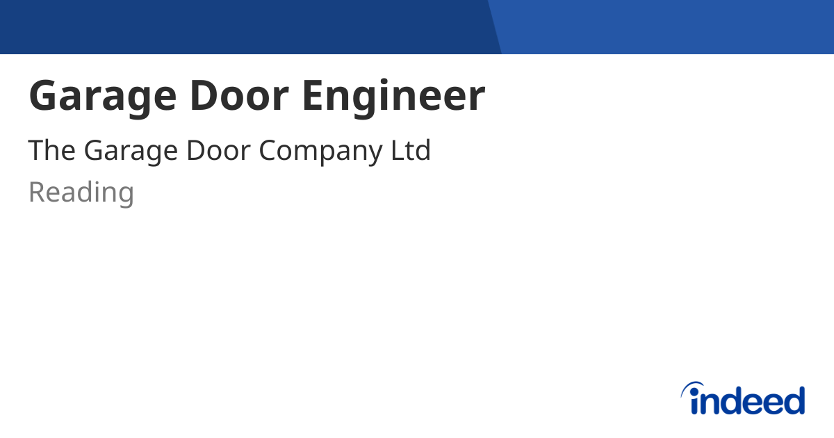 Garage Door Engineer - Reading - Indeed.com
