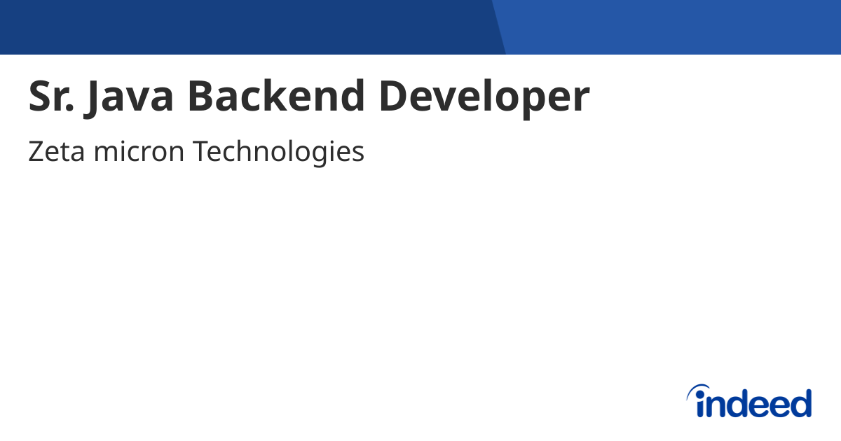 Sr. Java Backend Developer - Hyderabad, Telangana - Indeed.com