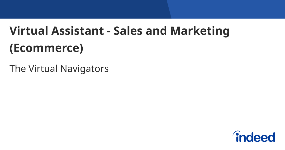 Virtual Assistant - Sales and Marketing (Ecommerce) - Philippines ...