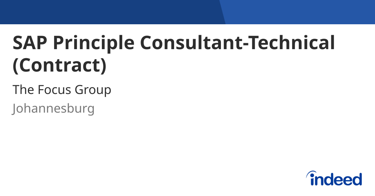 SAP Principle Consultant-Technical (Contract) - Sandton, Gauteng ...