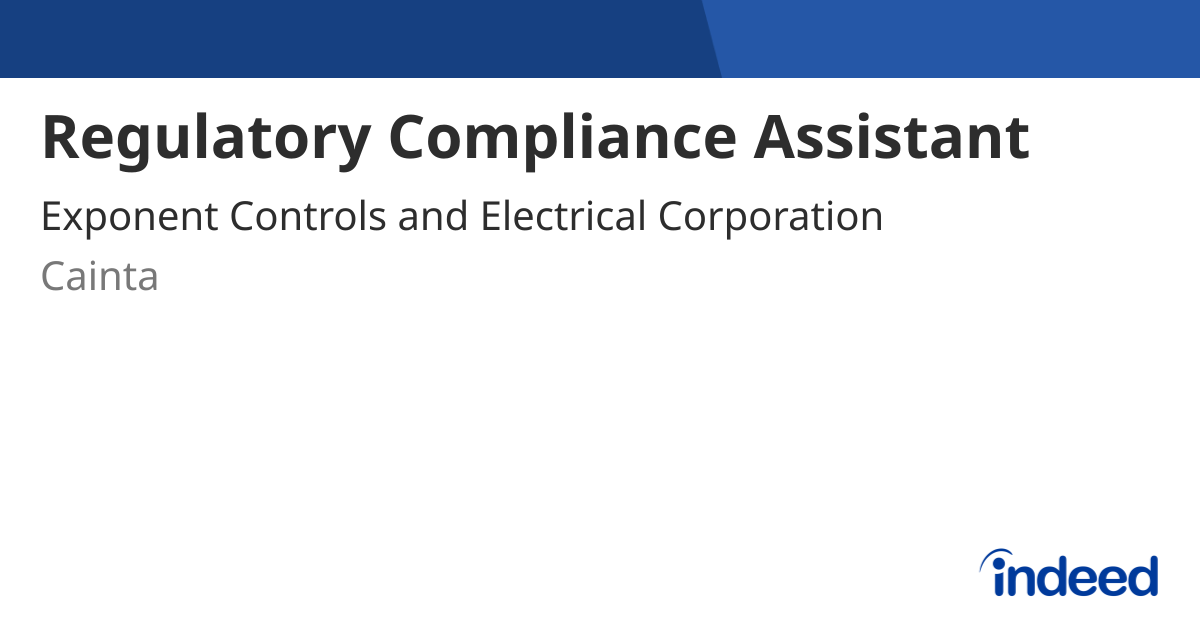Regulatory Compliance Assistant - Cainta - Indeed.com