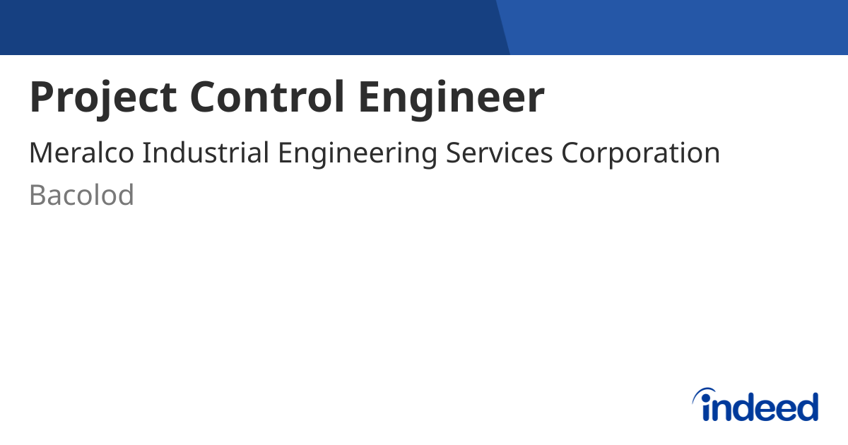 Project Control Engineer - Bacolod - Indeed.com