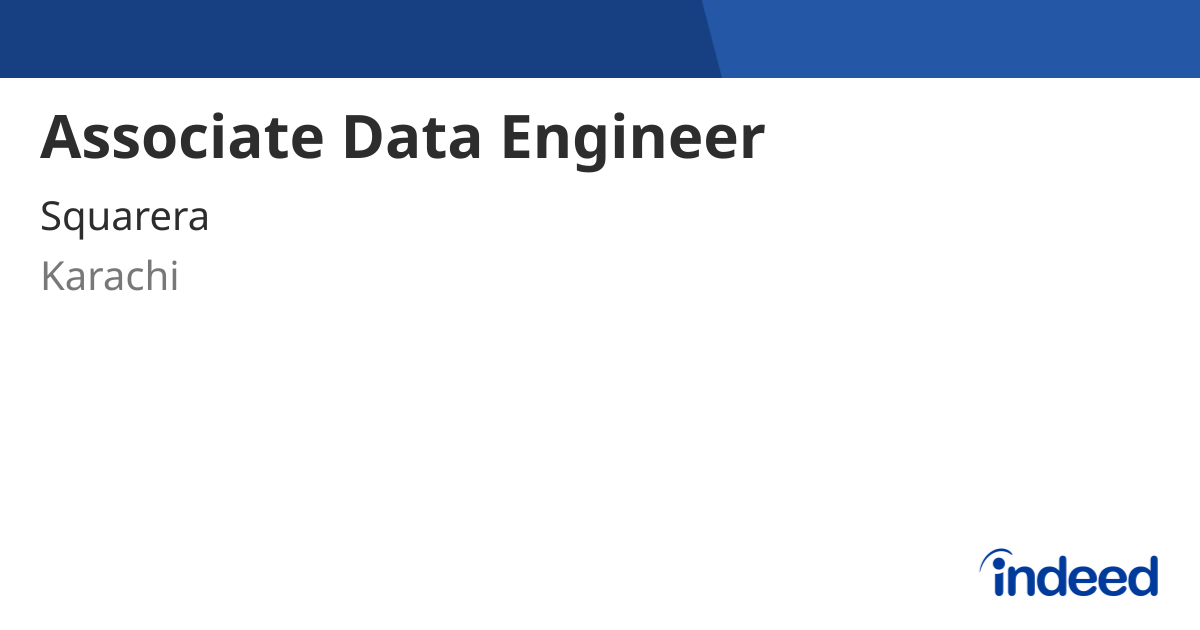 Associate Data Engineer - Karachi - Indeed.com