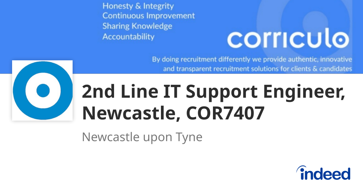 2nd Line IT Support Engineer, Newcastle, COR7407 - Newcastle upon Tyne ...