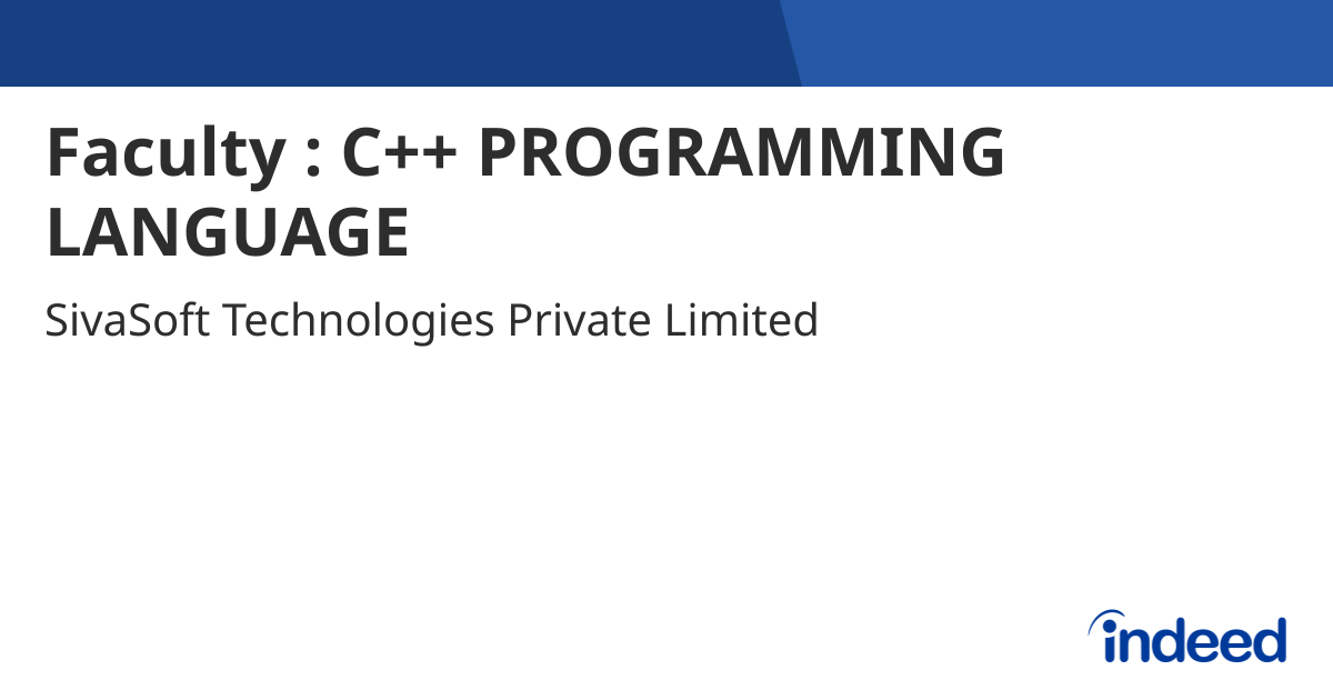 Faculty : C++ PROGRAMMING LANGUAGE - Ameerpet, Hyderabad, Telangana ...
