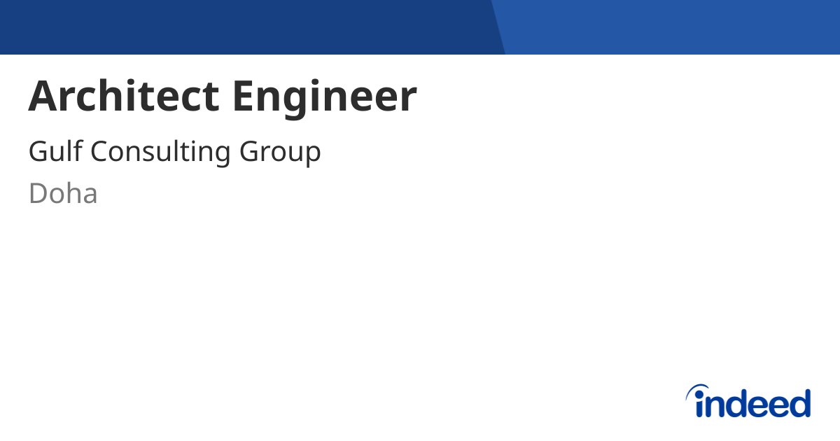 Architect Engineer - Doha - Indeed.com