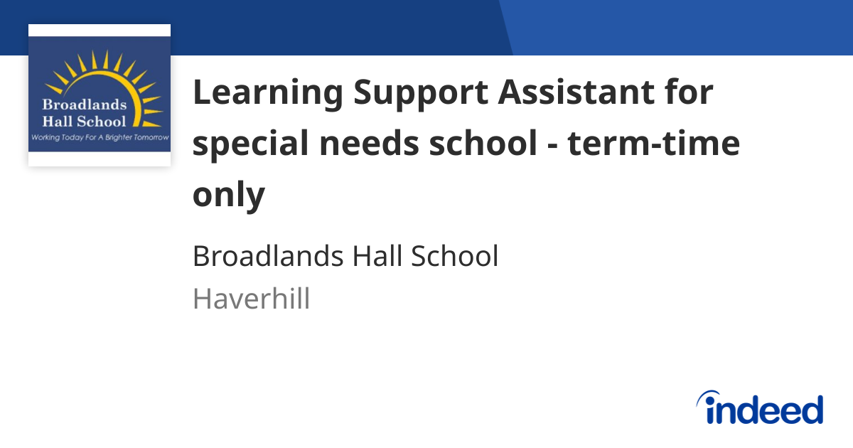 Learning Support Assistant for special needs school - term-time only ...