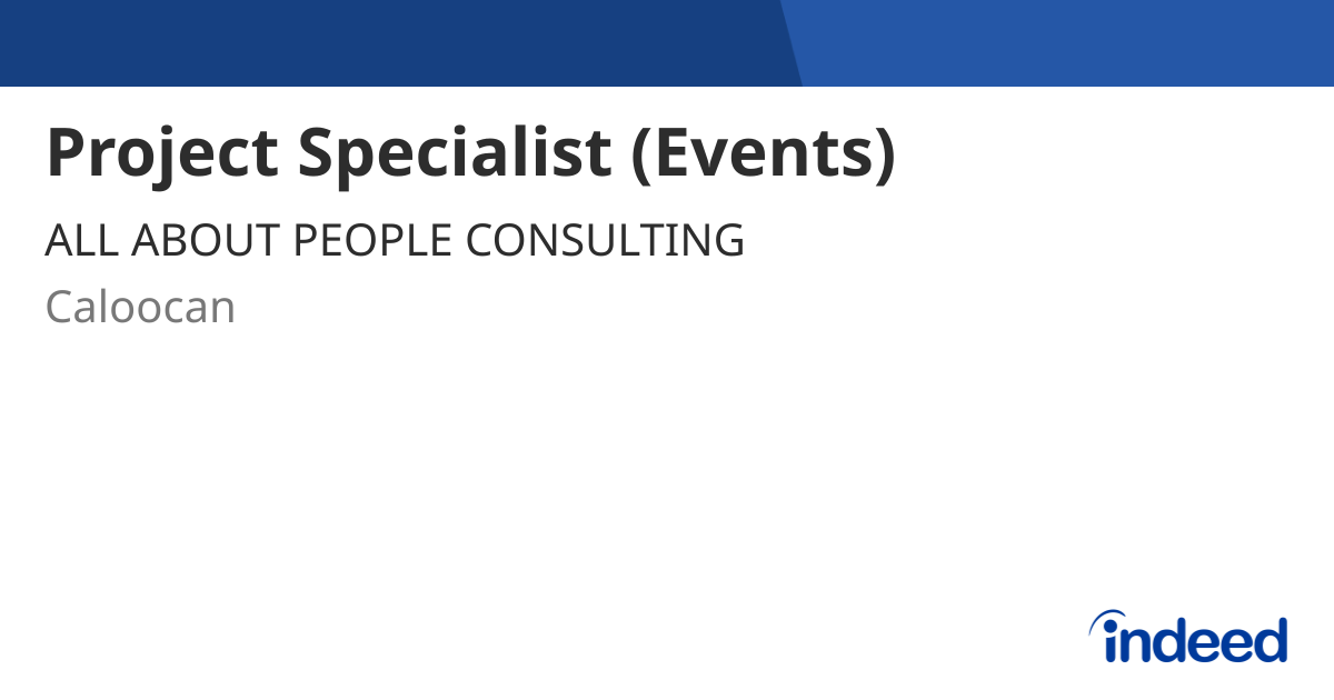 Project Specialist (Events) - Caloocan - Indeed.com