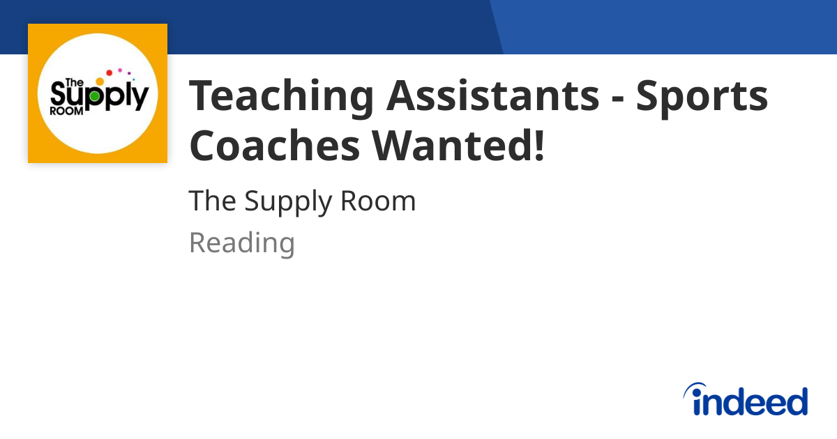 Teaching Assistants - Sports Coaches Wanted! - Reading - Indeed.com