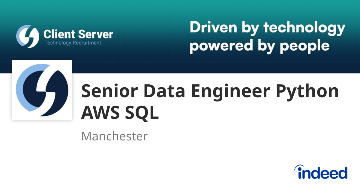 Senior Data Engineer Python AWS SQL - Manchester M1 - Indeed.com