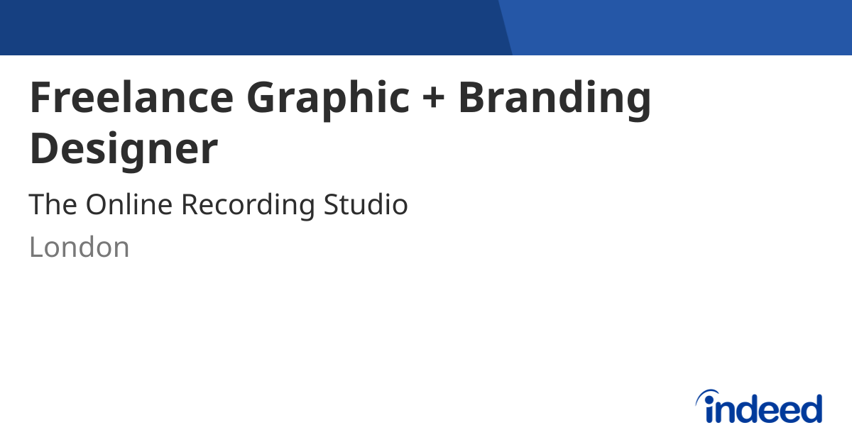 Freelance Graphic + Branding Designer - London NW6 - Indeed.com