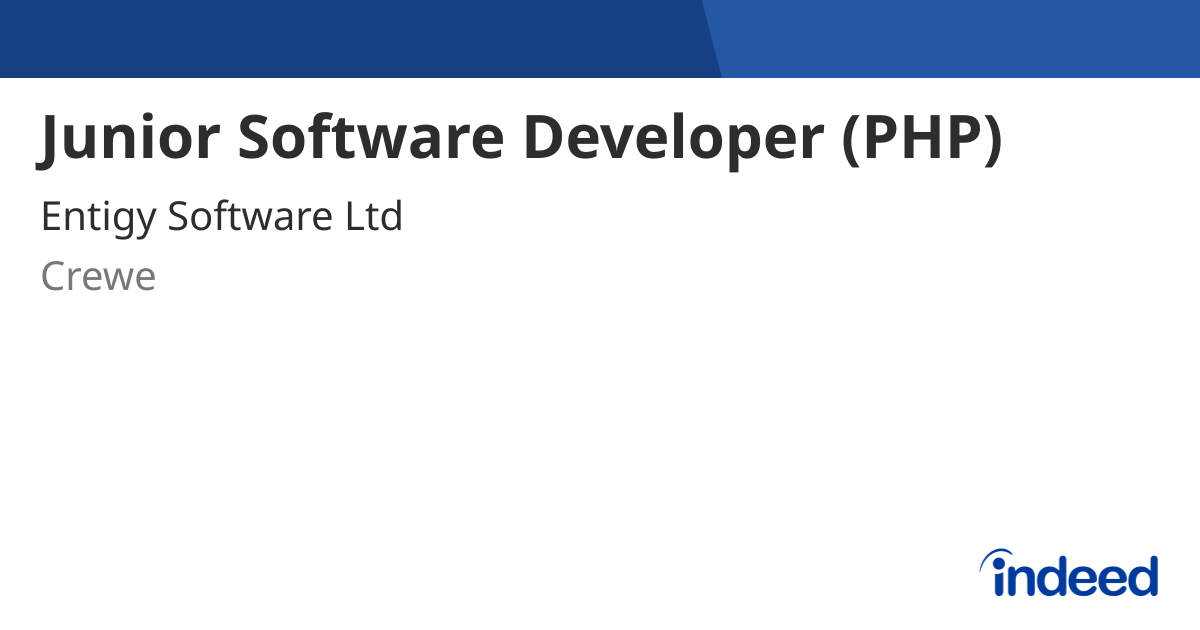 Junior Software Developer (PHP) - Crewe CW1 - Indeed.com
