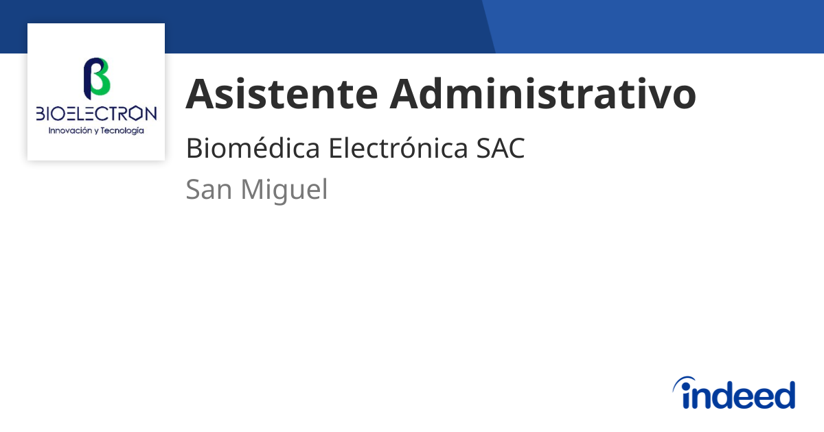 Asistente Administrativo - San Miguel 15086 - Indeed.com