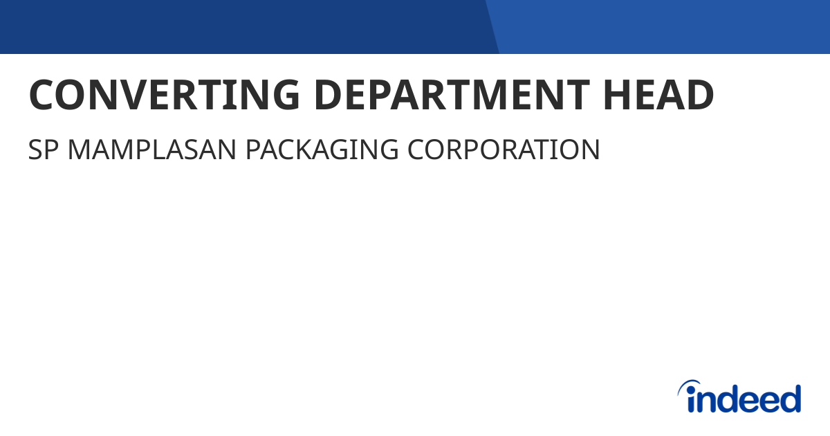 CONVERTING DEPARTMENT HEAD - Laguna - Indeed.com