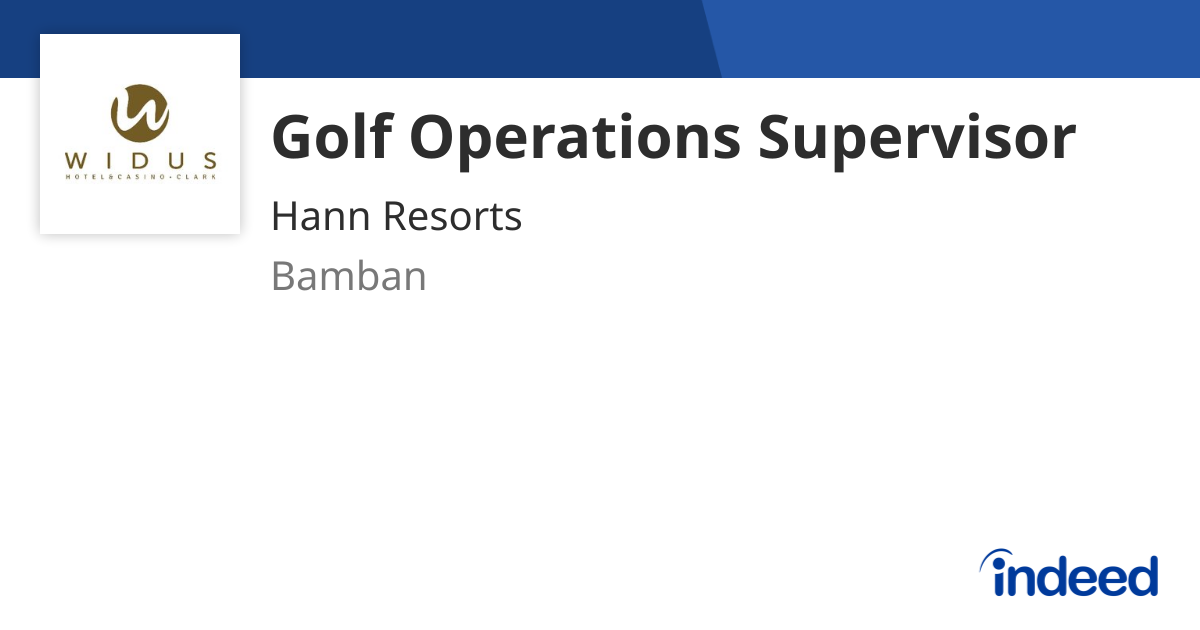 Golf Operations Supervisor - Bamban - Indeed.com