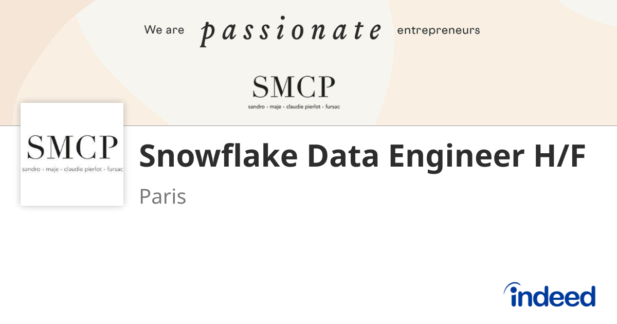 Snowflake Data Engineer H/F - Paris (75) - Indeed.com