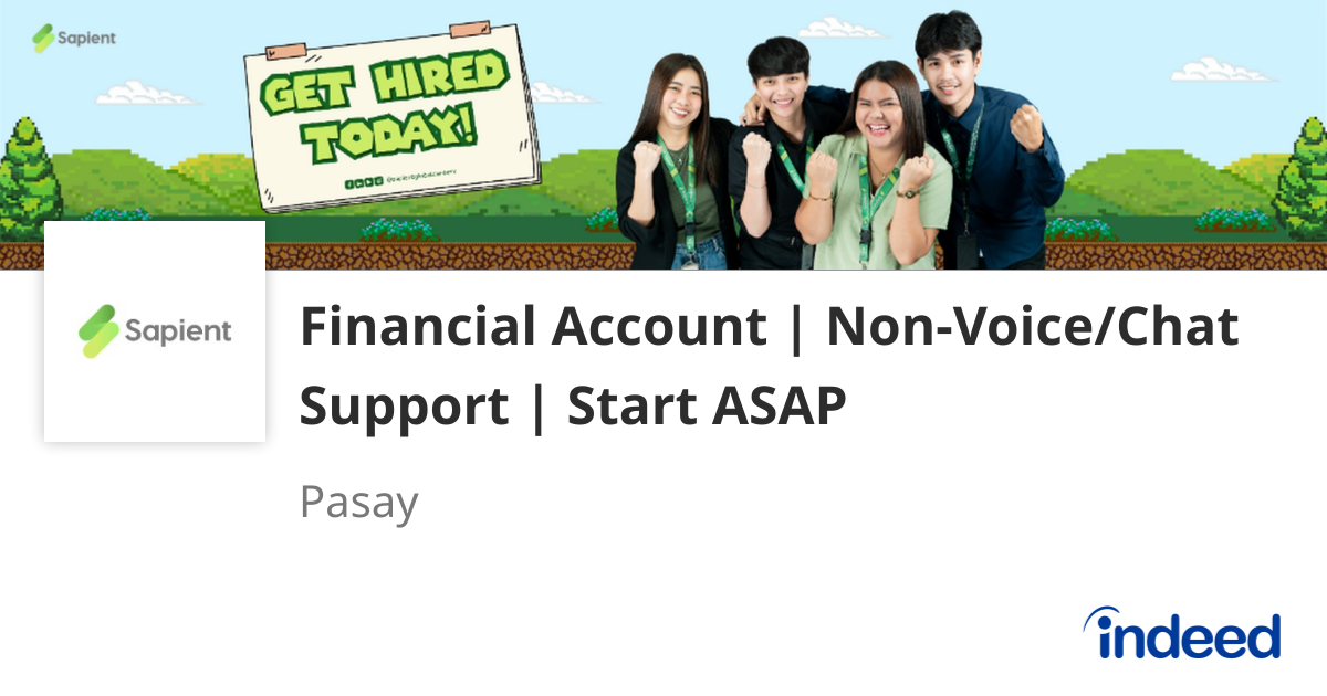 Financial Account | Non-Voice/Chat Support | Start ASAP - Pasay ...