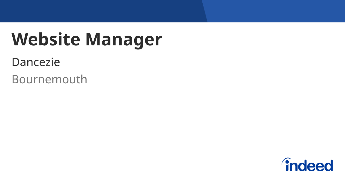 Website Manager - Bournemouth - Indeed.com