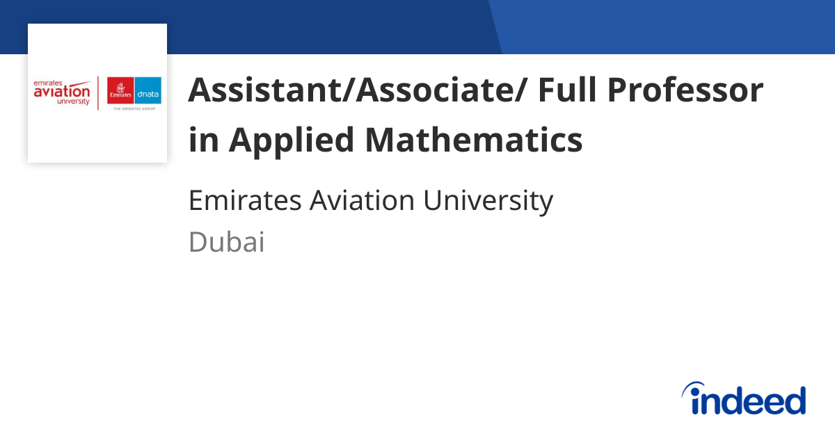 Assistant/Associate/ Full Professor in Applied Mathematics - Dubai ...