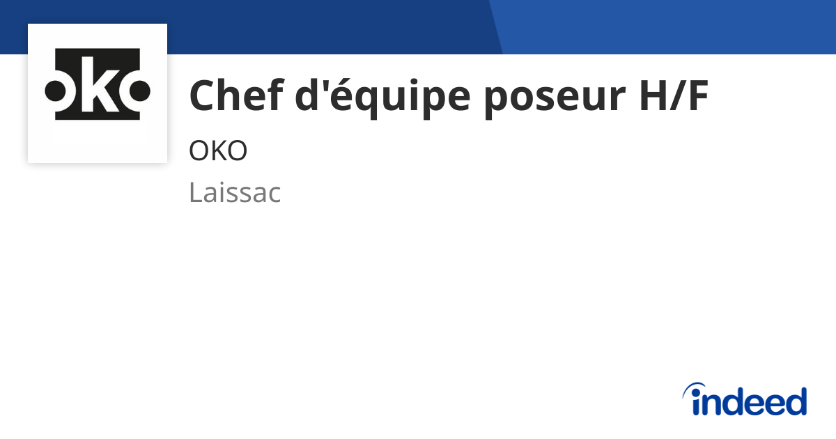 Chef d'équipe poseur H/F - Laissac (12) - Indeed.com