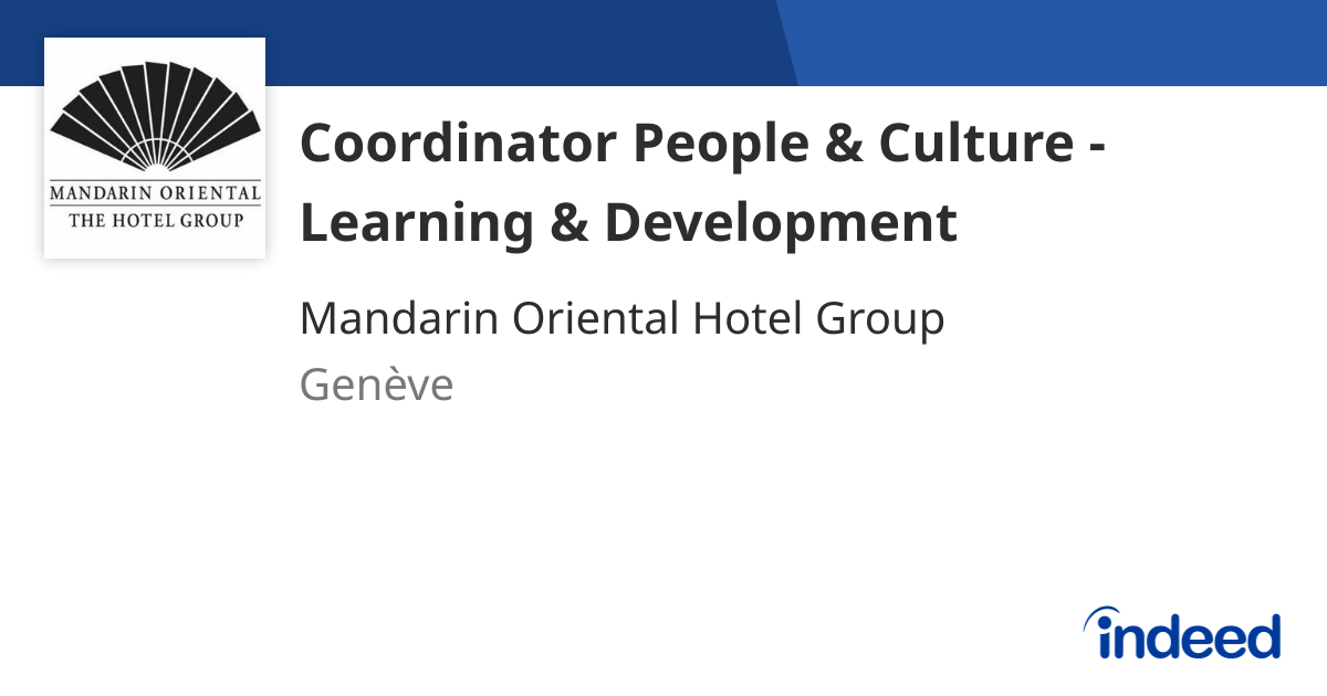 Coordinator People & Culture - Learning & Development - Genf, GE ...