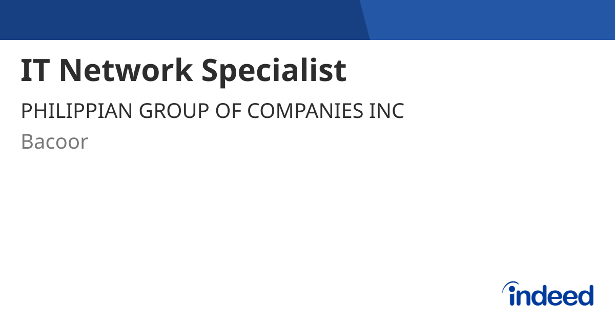 IT Network Specialist - Bacoor - Indeed.com