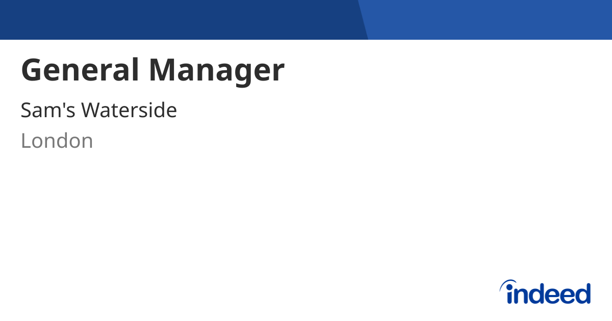 General Manager - London TW8 - Indeed.com