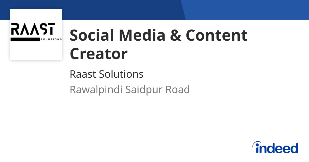 Social Media & Content Creator - Rawalpindi Saidpur Road - Indeed.com