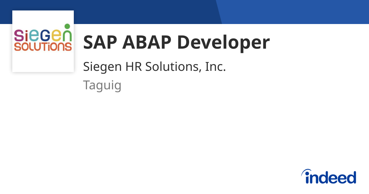 SAP ABAP Developer - Taguig - Indeed.com