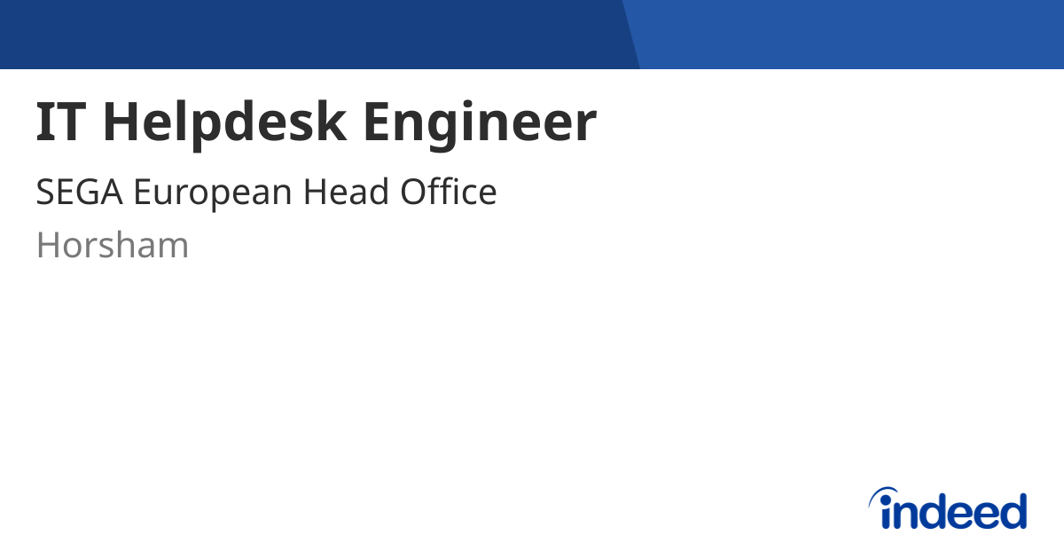 IT Helpdesk Engineer - Horsham - Indeed.com