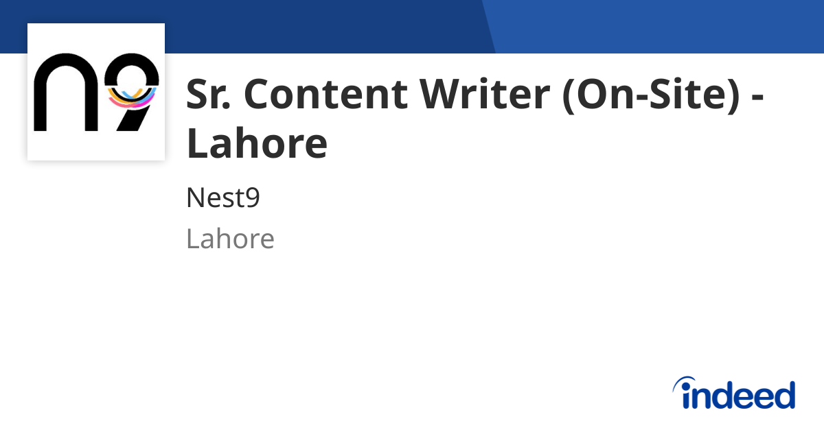 Content Writer (On-Site) - Lahore - Lahore - Indeed.com