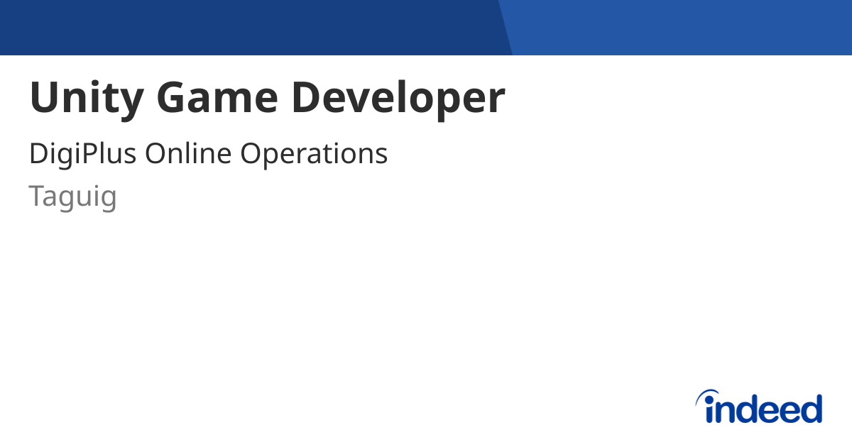 Unity Game Developer - Taguig - Indeed.com
