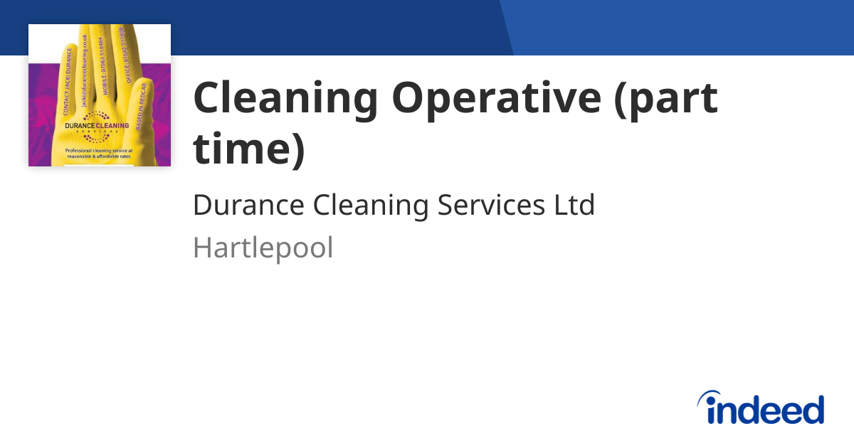 Cleaning Operative (part time) - Hartlepool TS25 5TG - Indeed.com