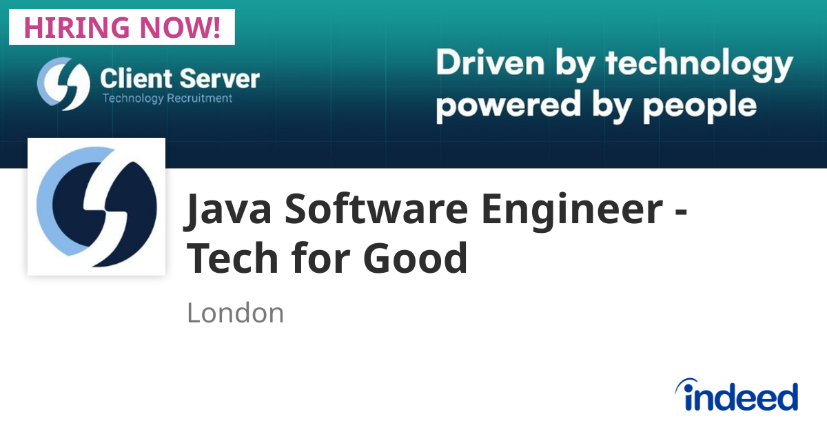 Java Software Engineer - Tech for Good - London EC3V 9DU - Indeed.com