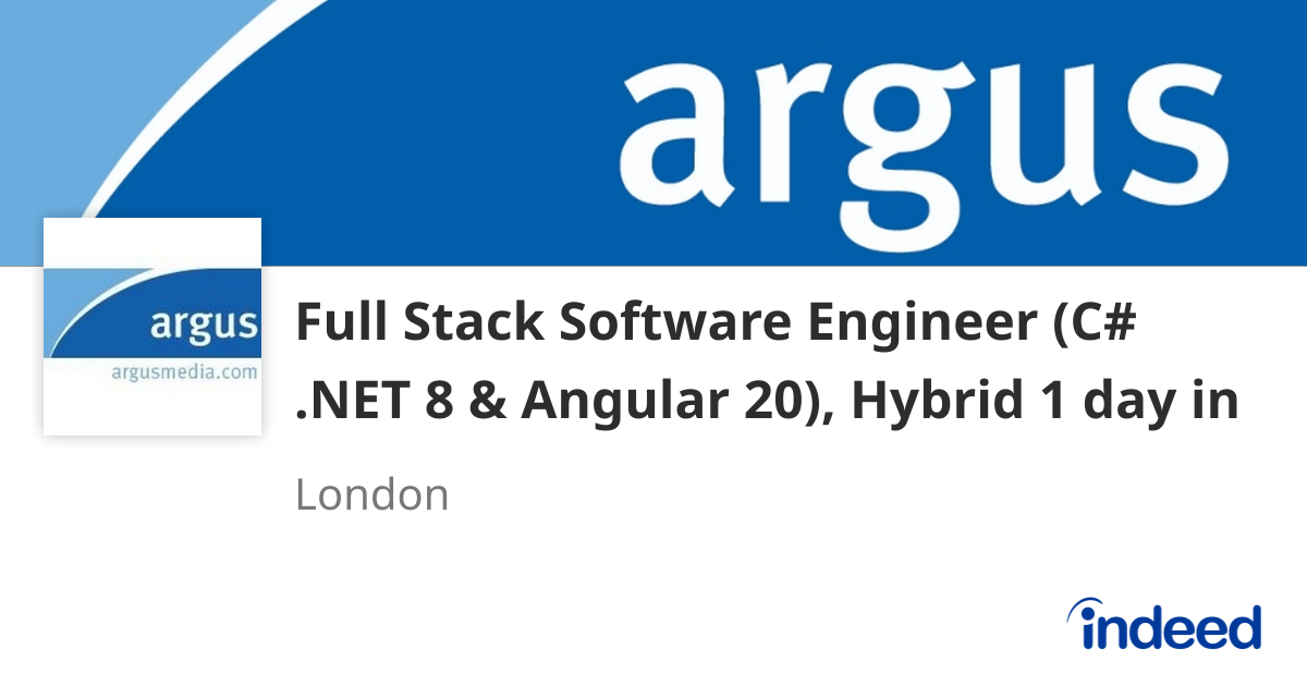Full Stack Software Engineer (C# & Angular) - London WC1X 8NL - Indeed.com