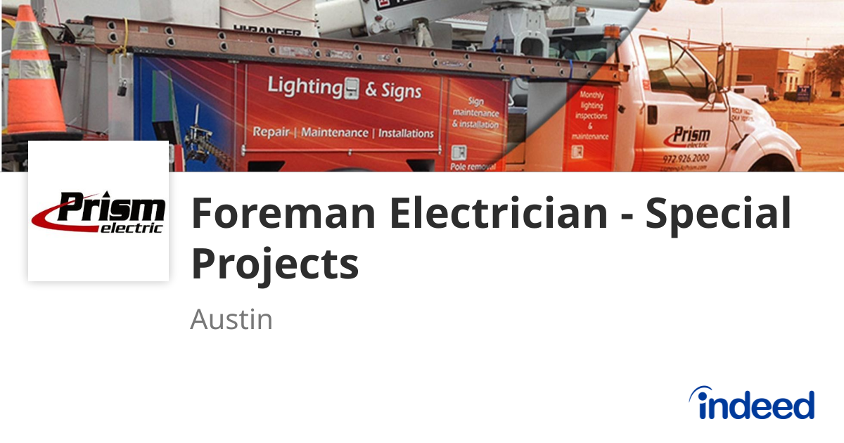 Foreman Electrician - Special Projects - Austin, TX - Indeed.com