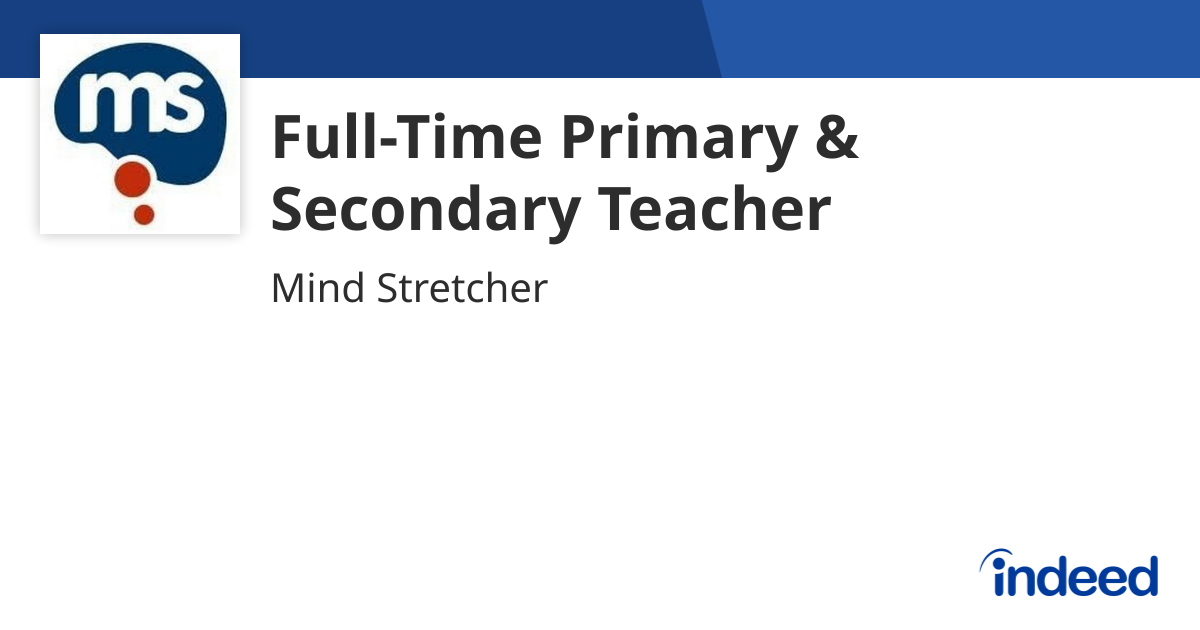 Full-Time Primary & Secondary Teacher - Singapore - Indeed.com