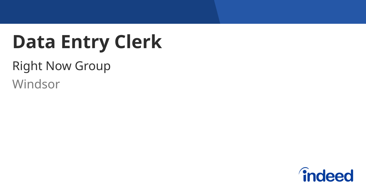Data Entry Clerk - Windsor - Indeed.com