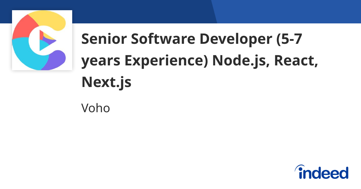 Senior Software Developer (5-7 years Experience) Node.js, React, Next.js - Pakistan - Indeed.com